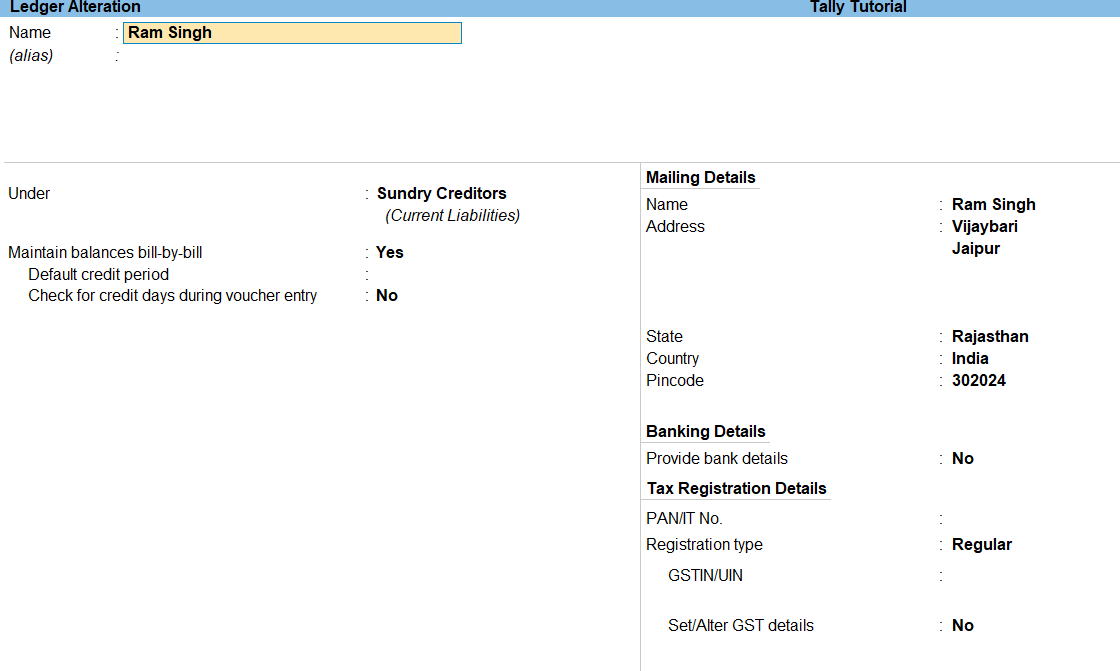 How to create a ledger in tally prime? - eGyanvani